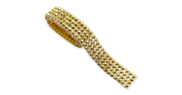 Tira de strass dourado 3mm X 40cm X 4 tiras