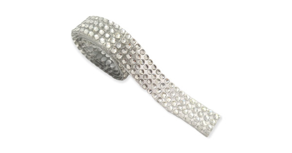 Tira de strass prata 3mm X 40cm X 4 tiras