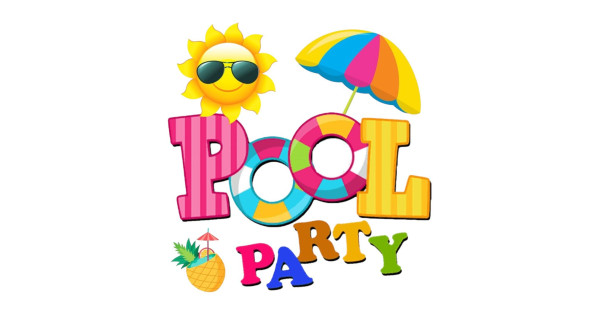 Aplique pool party logo rosa